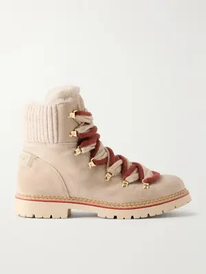 Bogner Andermatt Suede And Shearling-trimmed Ankle Boots - Neutrals