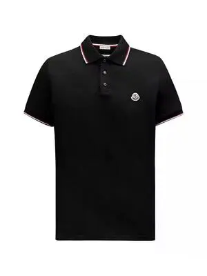 Moncler Tricolor-trimmed Cotton Piquet Polo Shirt - Black