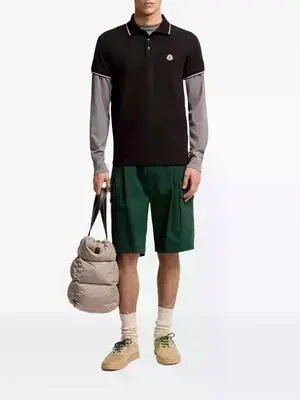 Moncler Tricolor-trimmed Cotton Piquet Polo Shirt - Black