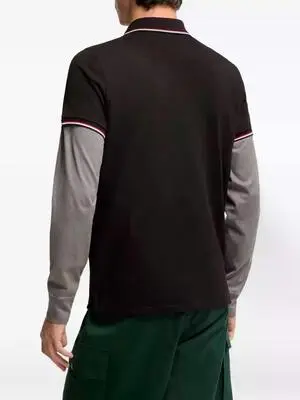 Moncler Tricolor-trimmed Cotton Piquet Polo Shirt - Black
