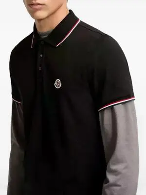 Moncler Tricolor-trimmed Cotton Piquet Polo Shirt - Black