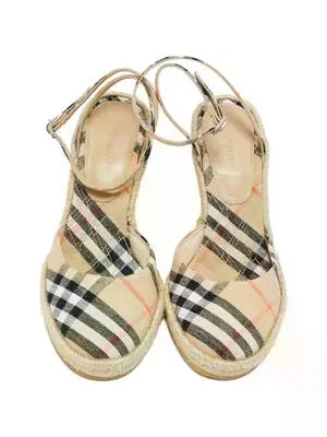 Burberry Check Canvas Wedge Sandals