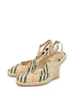 Burberry Check Canvas Wedge Sandals