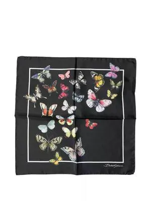 Dolce & Gabbana Butterfly-print Square Scarf - Black