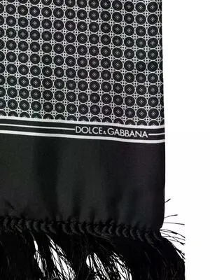 Dolce & Gabbana Geometric-print Fringed Scarf - Black