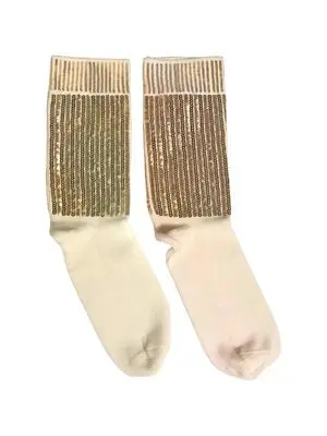 Dolce & Gabbana Sequin-embellished Cotton Socks - Neutrals