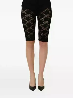 Dolce & Gabbana Sheer Floral-lace Shorts - Black
