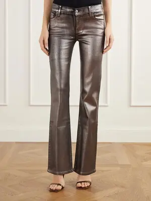 FRAME The Coated Rodeo Low-rise Flared Jeans - Gold