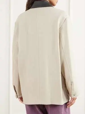 Auralee Leather-trimmed Wool-tweed Blouson Jacket