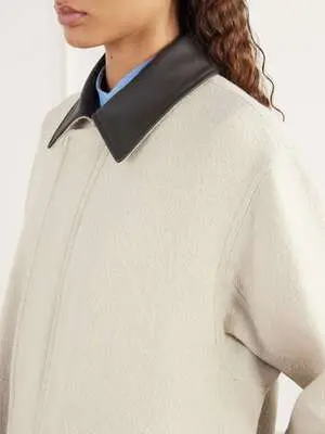 Auralee Leather-trimmed Wool-tweed Blouson Jacket