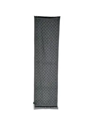Gucci Gg Jacquard Fringed Scarf - Grey