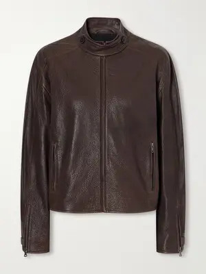 Nour Hammour Vito Full-grain Leather Jacket - Brown
