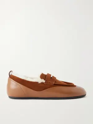 Proenza Schouler Arcadia Shearling And Leather-trimmed Suede Loafers - Brown
