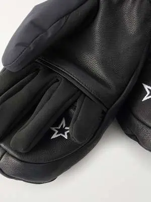 Perfect Moment Macro Logo-printed Padded Shell And Leather Mittens