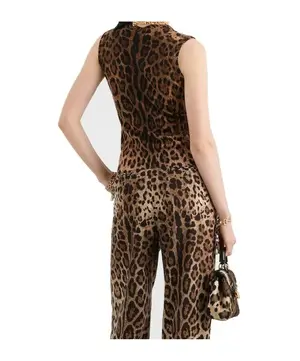Dolce & Gabbana Leo-print Wool Top - Brown