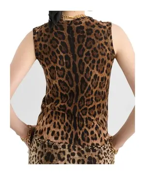 Dolce & Gabbana Leo-print Wool Top - Brown