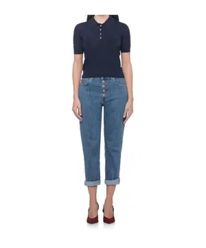 DONDUP Open-knit Short-sleeved Polo Shirt