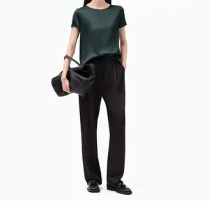 Emporio Armani Satin Blouse In A Silk Blend With Short Sleeves Essential