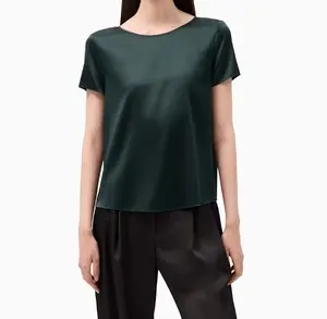 Emporio Armani Satin Blouse In A Silk Blend With Short Sleeves Essential