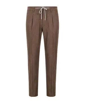 Eleventy Pleated Drawstring-waist Trousers - Brown