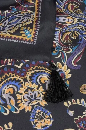 Etro Silk Scarf With Tassels And Paisley Foliage Motif