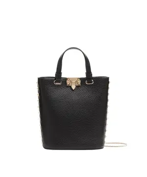 Valentino Garavani Rockstud Mini Bag In Grainy Calfskin - Black