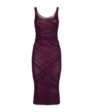 Attico Square-neck Mesh Sleeveless Dress - Plum