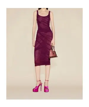 Attico Square-neck Mesh Sleeveless Dress