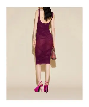 Attico Square-neck Mesh Sleeveless Dress
