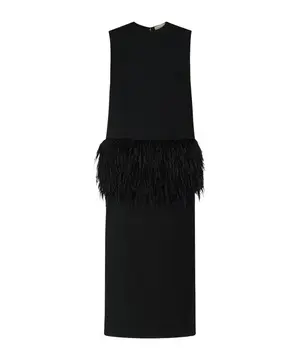 Loulou De Saison Sonia Feather-trim Maxi Dress - Black