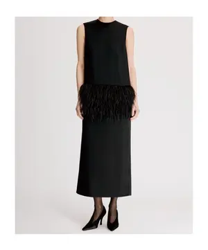 Loulou De Saison Sonia Feather-trim Maxi Dress