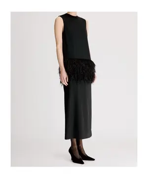 Loulou De Saison Sonia Feather-trim Maxi Dress