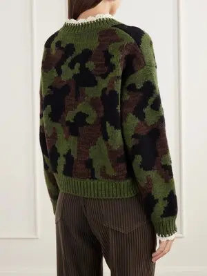 Sea Channing Crochet-trimmed Jacquard-knit Wool Sweater