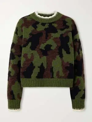 Sea Channing Crochet-trimmed Jacquard-knit Wool Sweater - Multi