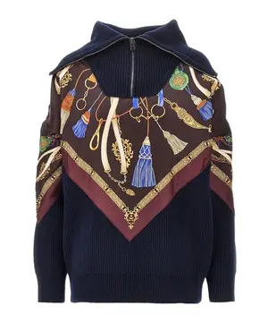 Etro Pattern-panelled Half-zipped Jumper