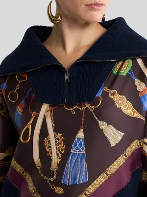 Etro Pattern-panelled Half-zipped Jumper