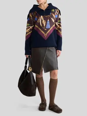 Etro Pattern-panelled Half-zipped Jumper