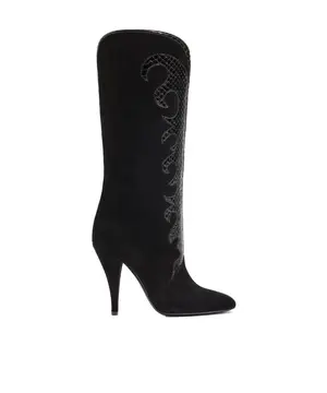 Valentino Garavani Boutade Suede Boot With Elaphe Details 105mm
