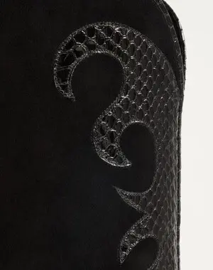Valentino Garavani Boutade Suede Boot With Elaphe Details 105mm