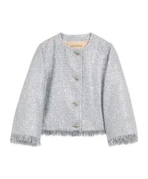 Valentino Garavani Caban In Lurex Basket Weave - Silver