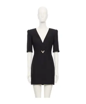 Valentino Garavani Short Dress In Crepe Couture - Black