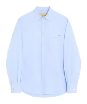 Valentino Garavani Fil À Fil Cotton Shirt With Butterfly Embroidery - Blue