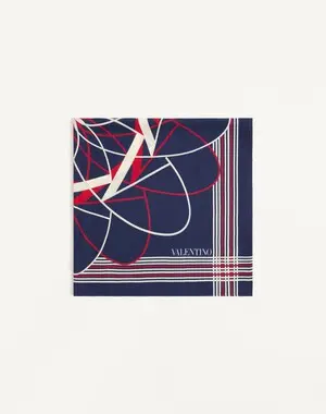 Valentino Garavani Le Fou De L'archive Silk Scarf From The Archive - Blue