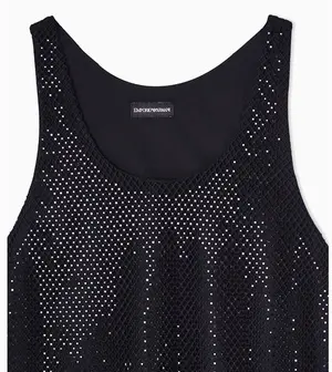 Emporio Armani Mesh Top With All-over Rhinestones