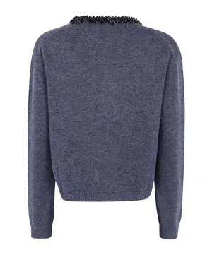SEMICOUTURE Beaded Neck Knitted Sweater