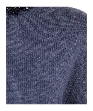 SEMICOUTURE Beaded Neck Knitted Sweater
