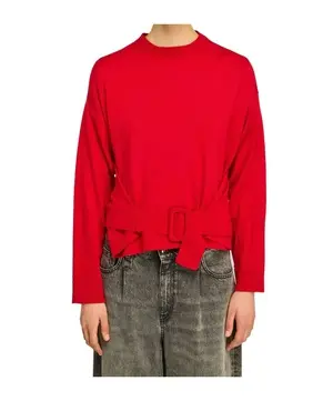 SEMICOUTURE Belted Crew Neck Sweater