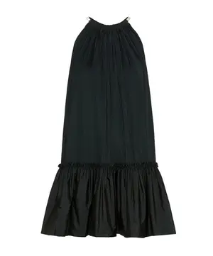 Max Mara Short Sleeveless Dress In Pleated Taffeta - Black