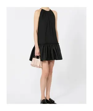 Max Mara Short Sleeveless Dress In Pleated Taffeta