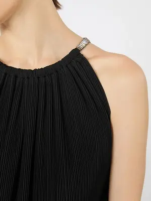 Max Mara Short Sleeveless Dress In Pleated Taffeta